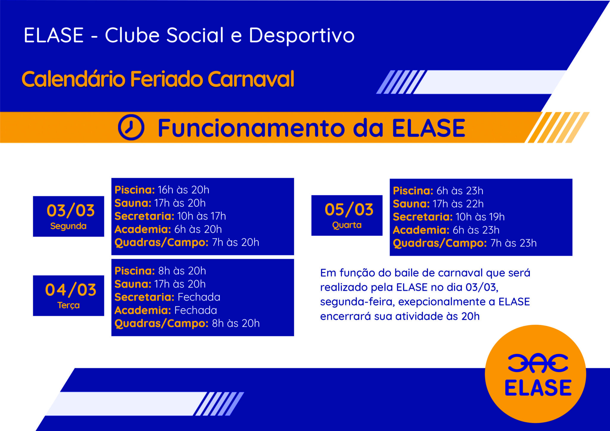 Confira como vai ficar o funcionamento da ELASE no Feriado de Carnaval ...