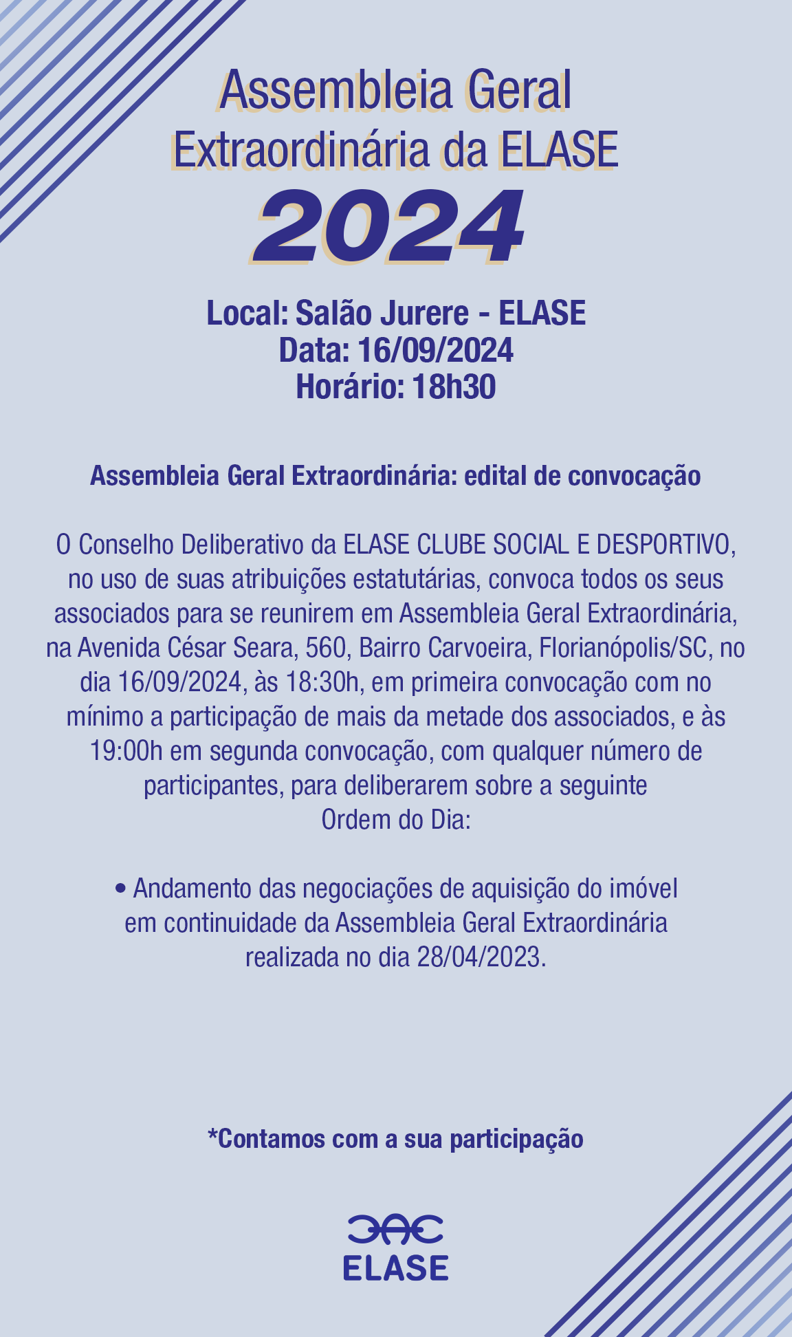Assembleia Geral Extraordinária da ELASE. - Elase
